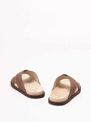 Brunello Cucinelli Leather Crossover Strap Sandals