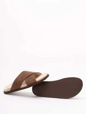 Brunello Cucinelli Leather Crossover Strap Sandals