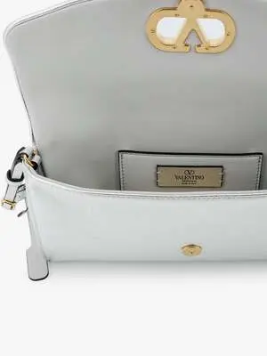 Valentino Garavani Laminated Leather Shoulder Bag - Silver