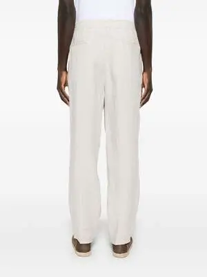 Brunello Cucinelli Garment-dyed Double Pleated Linen Pants With Drawstring - Multicolor