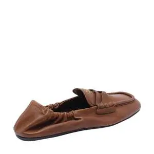Miu Miu Ruched Leather Loafers - Brown