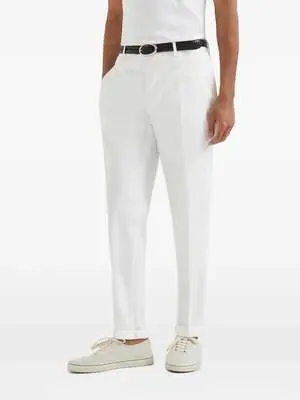Brunello Cucinelli Garment Dyed Cotton Gabardine Trousers