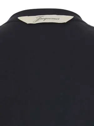 Jacquemus Le T-shirt Rond Carre' Crew Neck T-shirt With Long Sleeves In Tech Fabric For - Black