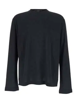 Jacquemus Le T-shirt Rond Carre' Crew Neck T-shirt With Long Sleeves In Tech Fabric For - Black