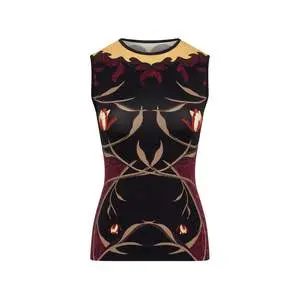 MARINE SERRE Sleeveless Printed Top - Black