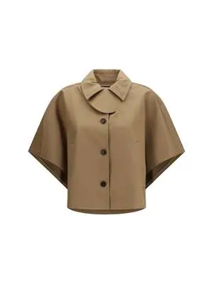 Max Mara Max Mara Cotton Cape With Button Fastening And Side Slits Brown
