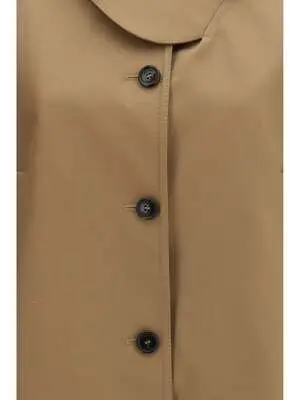 Max Mara Cotton Cape With Button Fastening And Side Slits - Brown