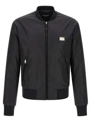 Dolce & Gabbana Logo Plaque Bomber Jacket - Black