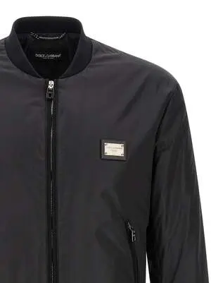 Dolce & Gabbana Logo Plaque Bomber Jacket - Black