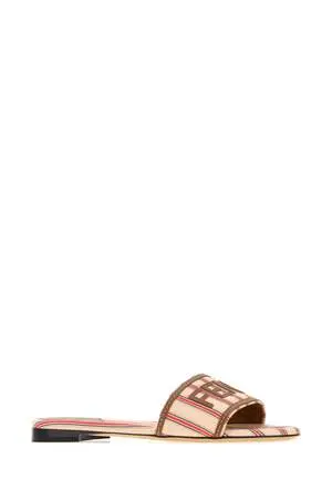 Fendi Embroidered Canvas Sunshine Slippers