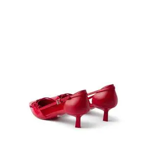 Prada Leather Pointed Toe Heels With Buckle Detail
