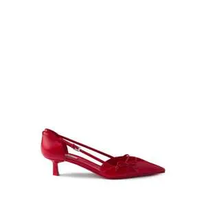 Prada Prada Red Leather Pointed Toe Heels With Buckle Detail Red