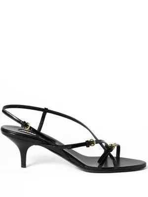 Miu Miu Patent Leather Sandals With Buckles - Black