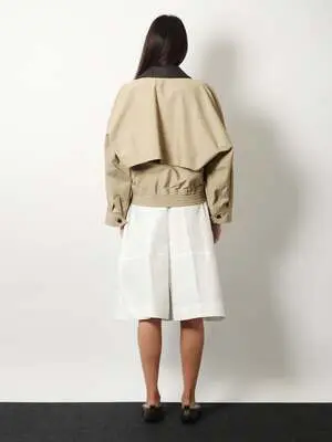 Bottega Veneta Cotton Jacket With Intrecciato Leather Collar - Multicolor