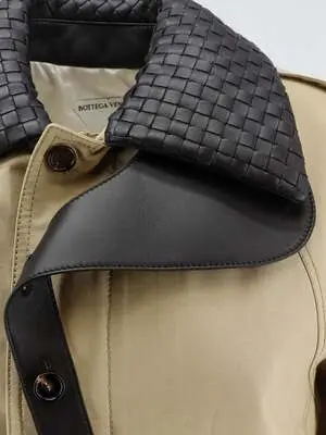 Bottega Veneta Cotton Jacket With Intrecciato Leather Collar - Multicolor