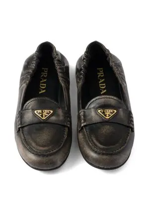 Prada Deconstructed Nappa Leather Loafers - Black