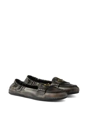 Prada Deconstructed Nappa Leather Loafers - Black