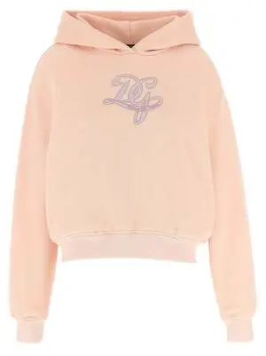 Dolce & Gabbana Logo Embroidered Cotton Hoodie - Pink