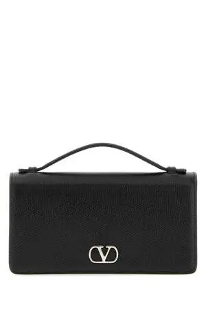 Valentino Garavani Leather Vlogo Signature Handbag - Black