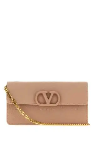 Valentino Garavani Satin Wallet With Silver Tone Finishing - Pink