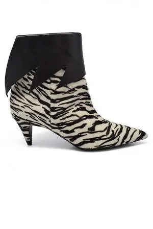 Saint Laurent Zebra Effect Ankle Boots - Black
