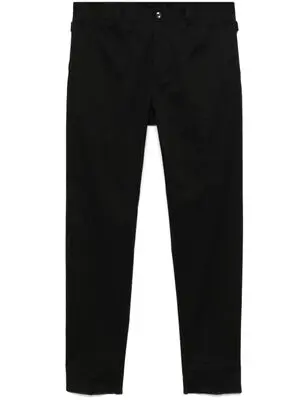 Dolce & Gabbana Logo-embroidered Tapered Leg Cotton Trousers - Black