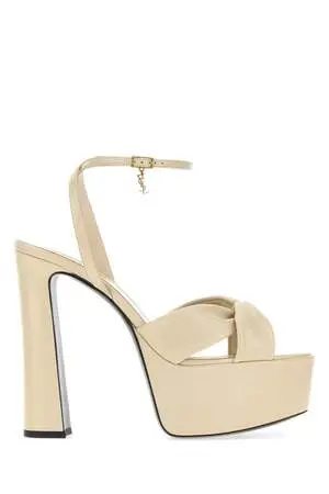 Saint Laurent Sand Leather Franciane Platform Sandals