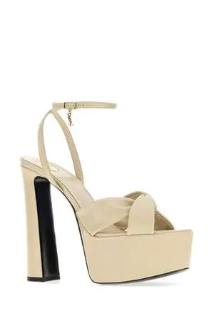 Saint Laurent Sand Leather Franciane Platform Sandals