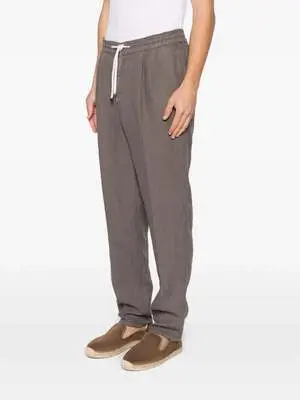 Brunello Cucinelli Garment-dyed Linen Pants With Double Pleats - Multicolor