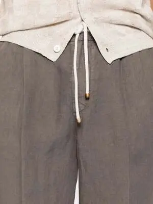 Brunello Cucinelli Garment-dyed Linen Pants With Double Pleats - Multicolor