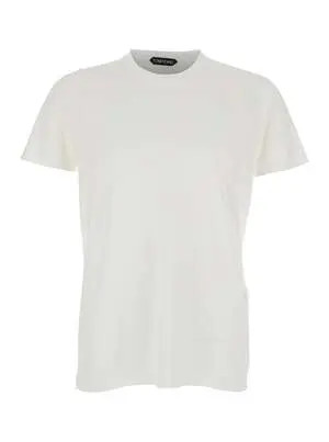 TOM FORD Tom Ford Men T-Shirt 'Cotton Silk Ss' White With Round Neck In Cotton And Silk Men Multicolor