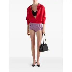 Prada Cotton Piqué Knit Long Sleeve Polo Top