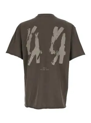 44 LABEL GROUP Grey Crew Neck T-shirt With Maxi Logo On The Back In Cotton For