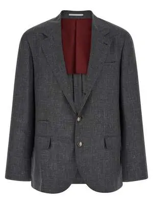 Brunello Cucinelli Blazer Flamed Canvas Blazer - Gray