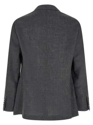 Brunello Cucinelli Blazer Flamed Canvas Blazer - Gray