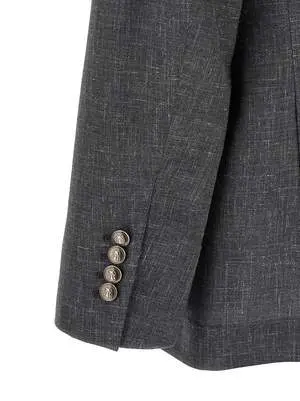 Brunello Cucinelli Blazer Flamed Canvas Blazer - Gray