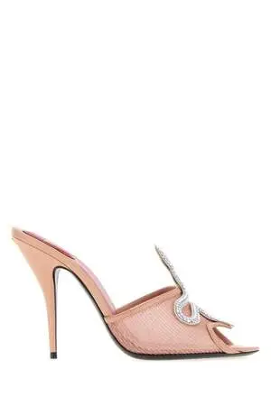 Valentino Garavani Antiqued Mesh Coeur Vipère Mules - Pink