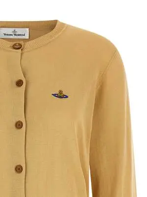 VIVIENNE WESTWOOD Bea Embroidered Orb Logo Cotton Cardigan - Cream