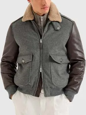 Brunello Cucinelli Leather Jacket With Shirt Collar