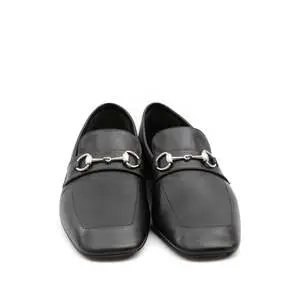 Gucci Leather Horsebit Detail Loafers - Black