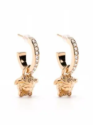 Versace Crystal La Medusa Hoop Earrings - Silver