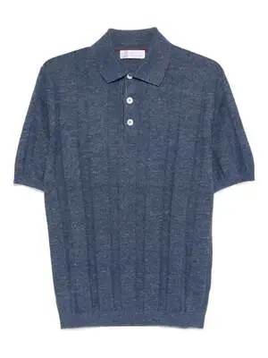 Brunello Cucinelli Linen And Cotton Wide Rib Knit Polo - Multicolor