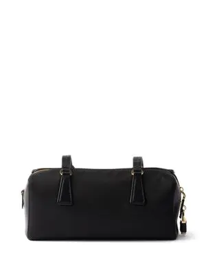 Prada Re-nylon And Leather Medium Top-handle Bag With Padlock - Black