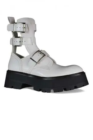 Alexander McQueen Rave Buckle Boots - White