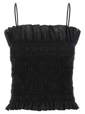 Andamane Suri Smock-stitch Cotton Muslin Top - Black