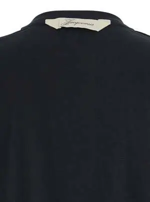 Jacquemus Le Rond Carre Mc' T-shirt With Round Neck And Logo On The Back In Fabric - Black