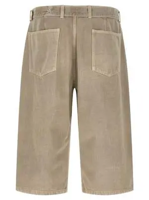 LEMAIRE Garment-dyed Cotton Denim Bermuda Shorts With Flared Wide Leg