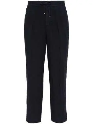 Brunello Cucinelli Garment-dyed Linen Pants With Drawstring And Double Pleats - Multicolor