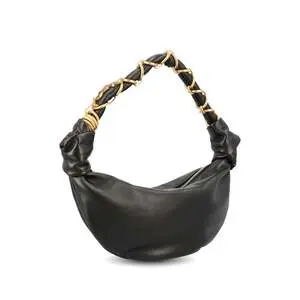 Saint Laurent Lambskin Shoulder Bag With Chain Detail - Black