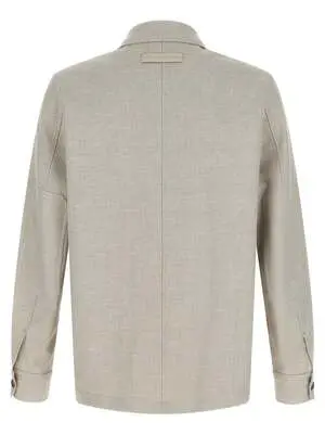 Zegna Crossover Overshirt In Linen, Wool, And Silk - Gray